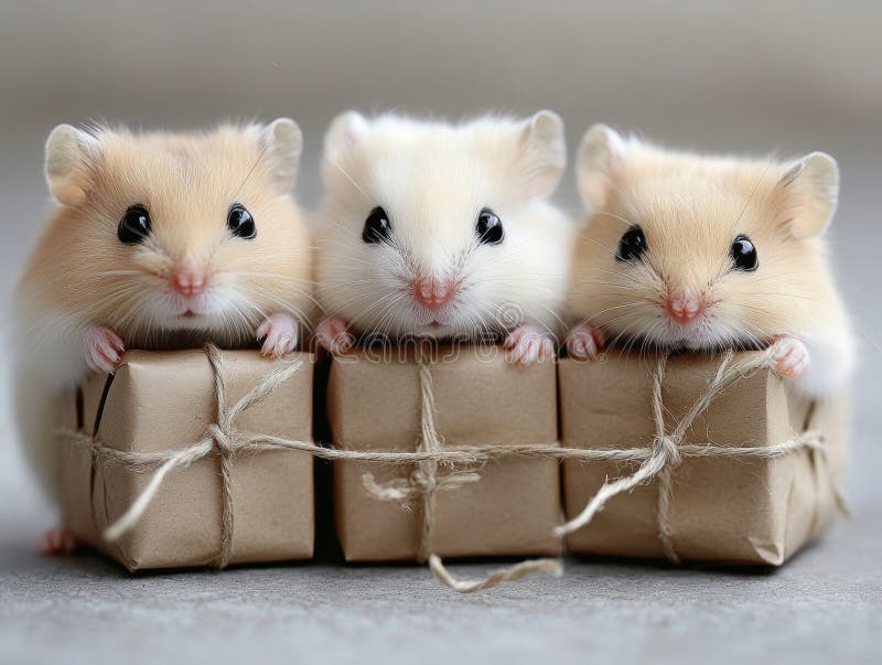 Three Hamsters are Sitting on Top of Boxes Stock Illustration ...