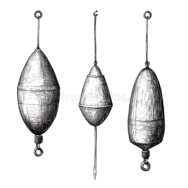 Three Hand-drawn Fishing Floats Isolated on White Stock Illustration ...