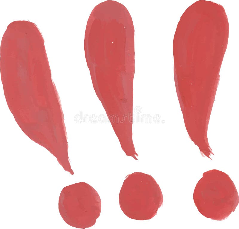Three Hand-drawn, Red Watercolor Exclamation Marks are Depicted Stock ...