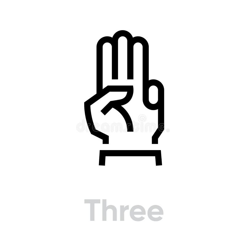 Three Hand Gesture Icon. Editable Line Vector Stock Vector ...