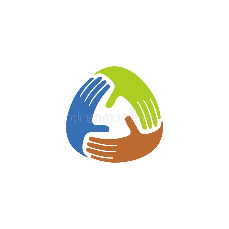 Three Hand Logo, Group Teamwork Symbol Stock Illustration ...