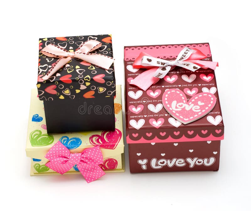 Three Hand-made Gift Boxes in White Stock Photo - Image of color ...