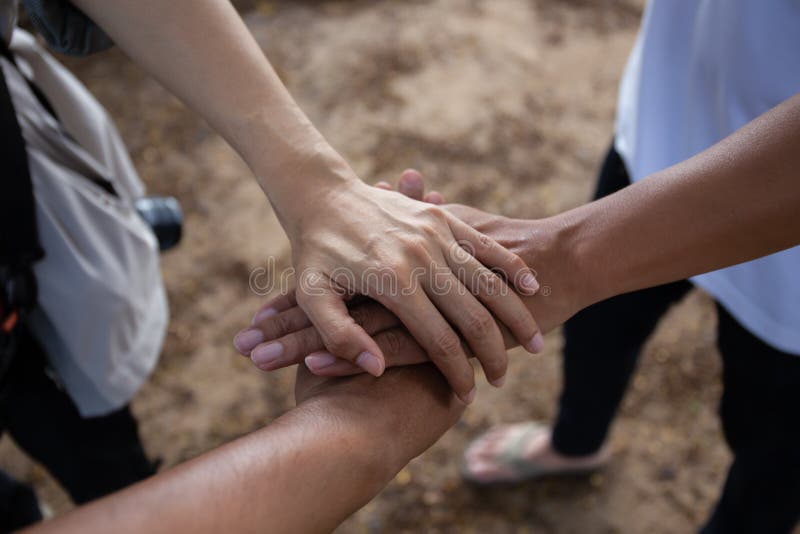 Three Hands Business Collarbiration in Teamwork Stock Image - Image of ...