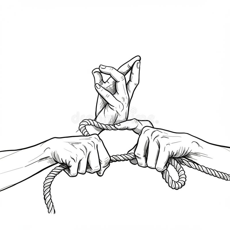 Three Hands are Depicted in a Black-and-white Line Drawing, Each ...