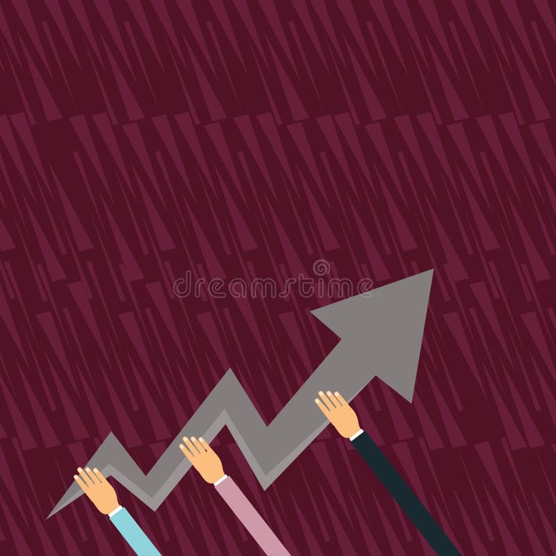 Three Hands Holding Colorful Zigzag Lightning Arrow Pointing and Going ...