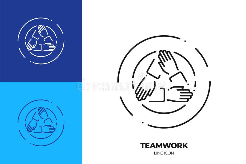 Three Hands Holding Each Other Line Art Vector Icon. Outline Symbol of ... Three Hands Holding Each Other Line Art Vector Icon. Outline Symbol of ...