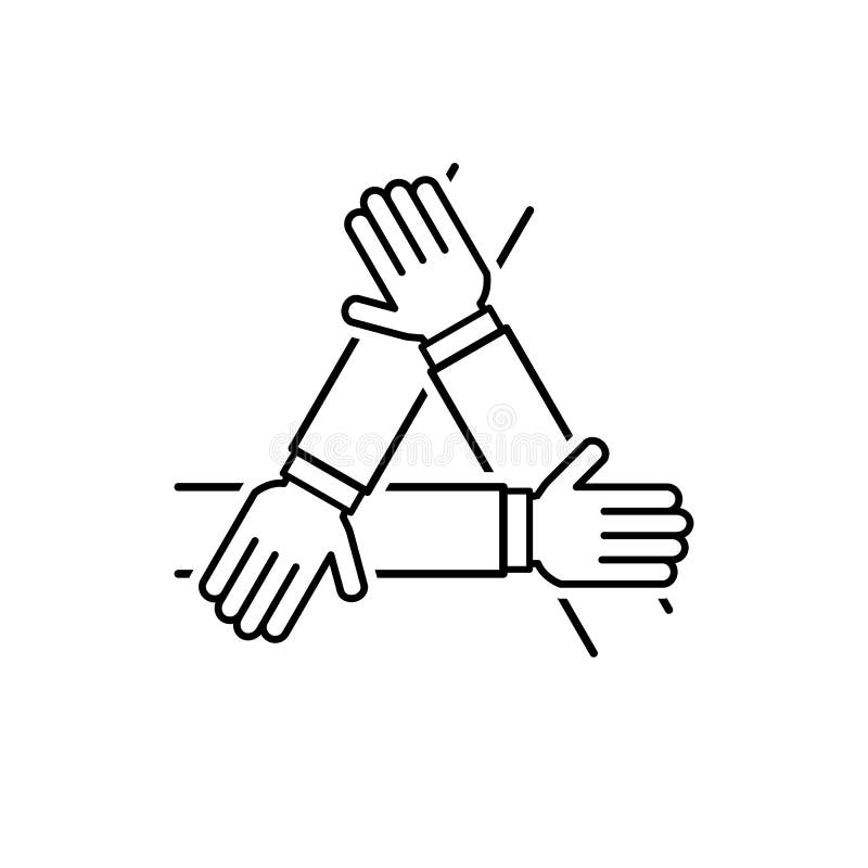 Three Hands Support Outline Icon Vector Teamwork Concept for Graphic ...