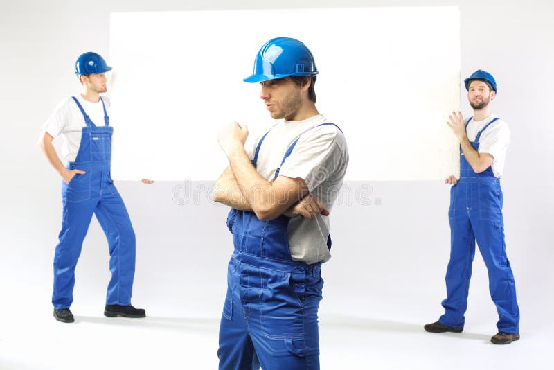 Three Handsome Guys Working Hard Stock Image - Image of labor, industry ...