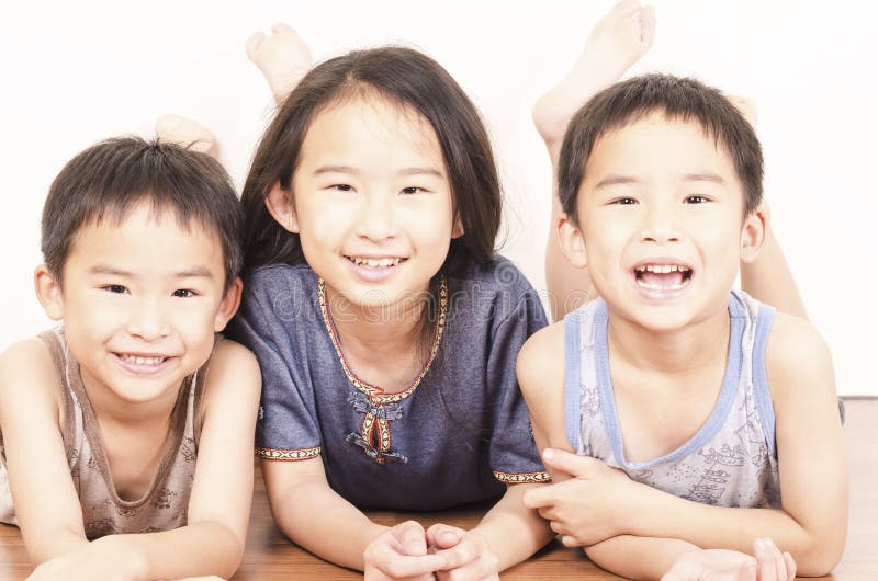 Three happy children stock image. Image of little, funny - 41581697