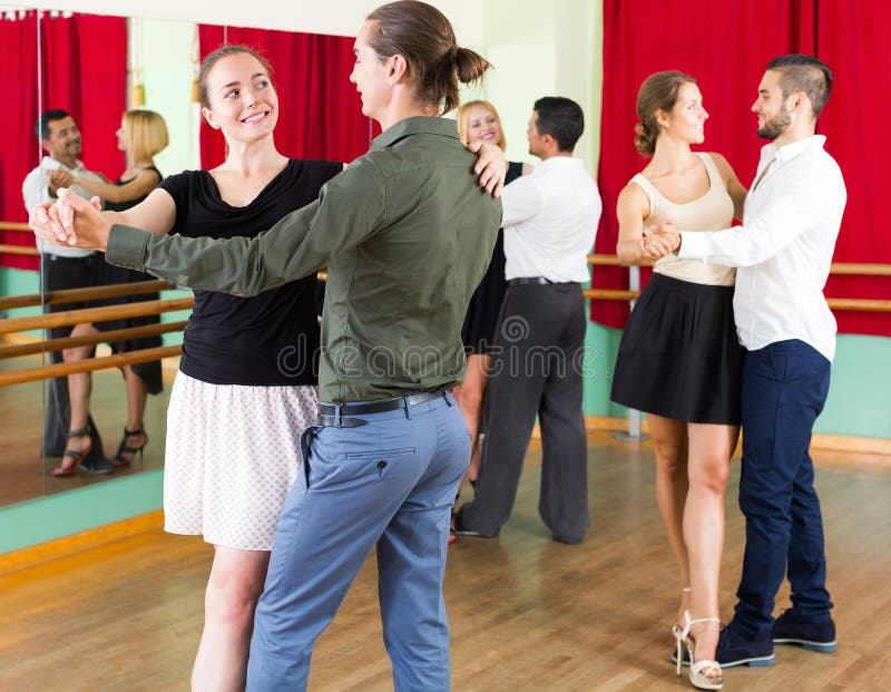 Three Happy Couples Dancing Tango Stock Photo - Image of elegance ...