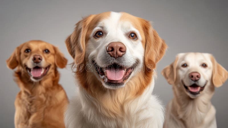 Three Happy Dogs Posing Together Stock Illustration - Illustration of ...