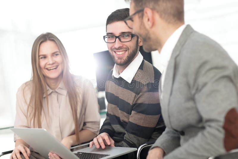 Employees Working on Line with Tablet at Office Stock Image - Image of ...