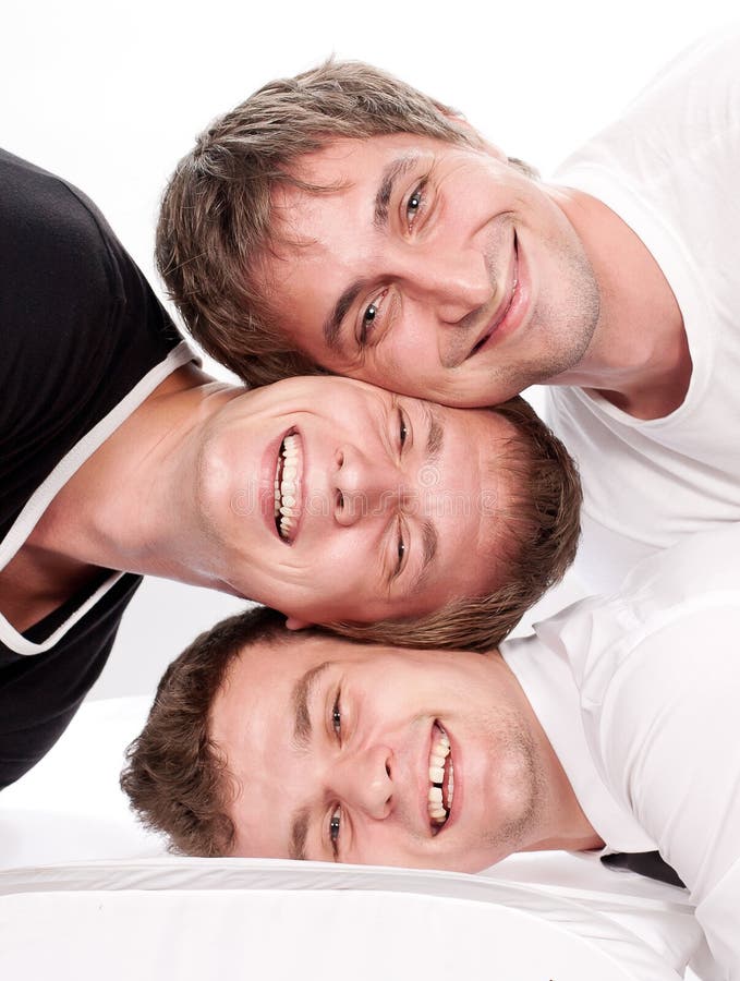 Happy three friends. stock photo. Image of handsome, person - 18421686