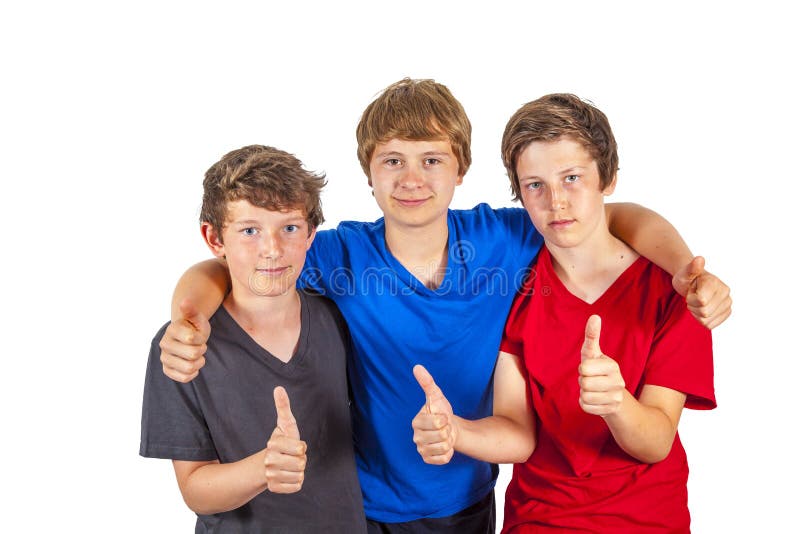 Three Happy Friends Stick Together Stock Image - Image of cool ...