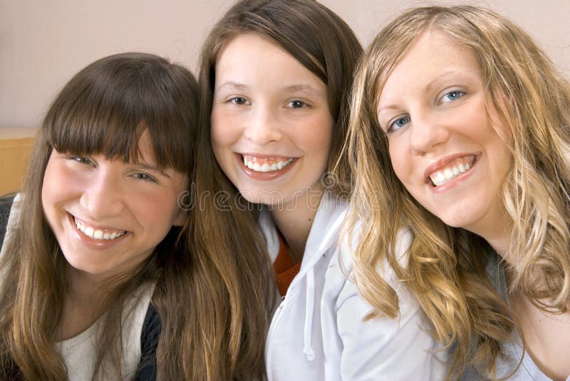 Three Happy Girls stock photo. Image of beauty, looking - 2161172