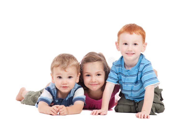 Three Happy Smiling Kids Looking Picture Frame Stock Image - Image of ...