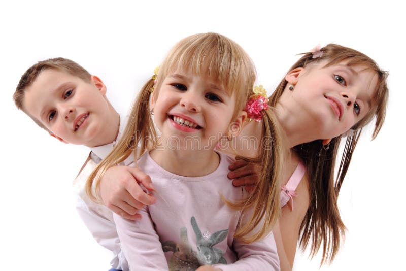 Three Happy Kids Having Fun Stock Image - Image of family, female: 2054017