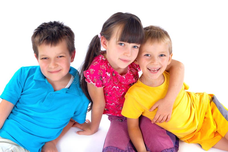 Three Happy Children in Water Stock Photo - Image of summer, friends ...