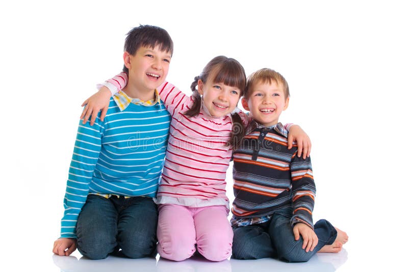 Three Happy Children in Water Stock Photo - Image of summer, friends ...
