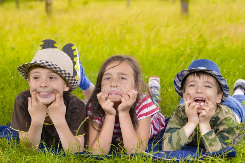 Three Happy Kids stock image. Image of love, cheerful - 74774813