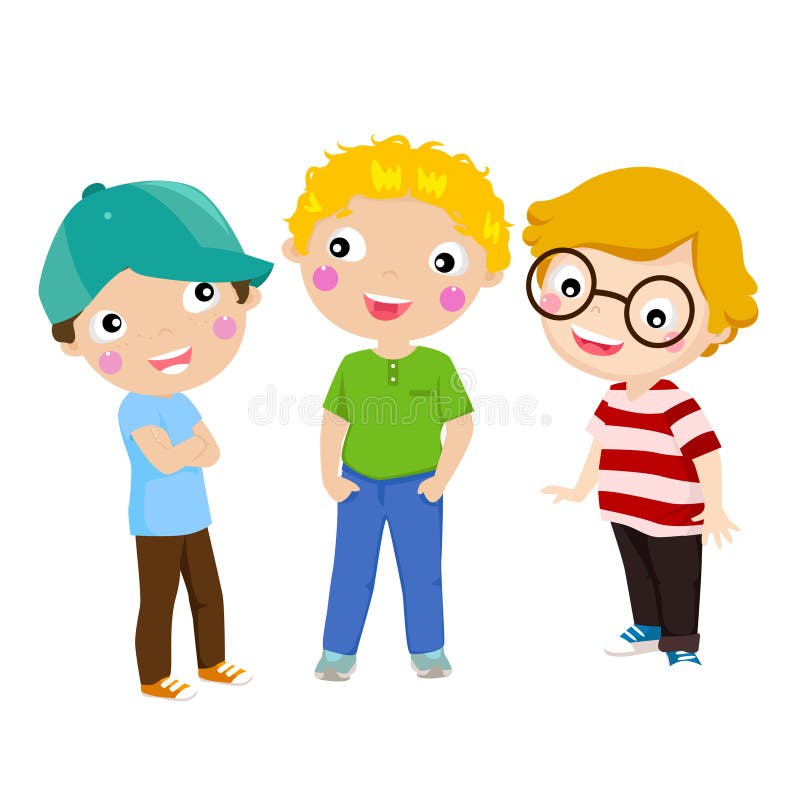 Three happy kids standing stock vector. Illustration of polo - 20866938