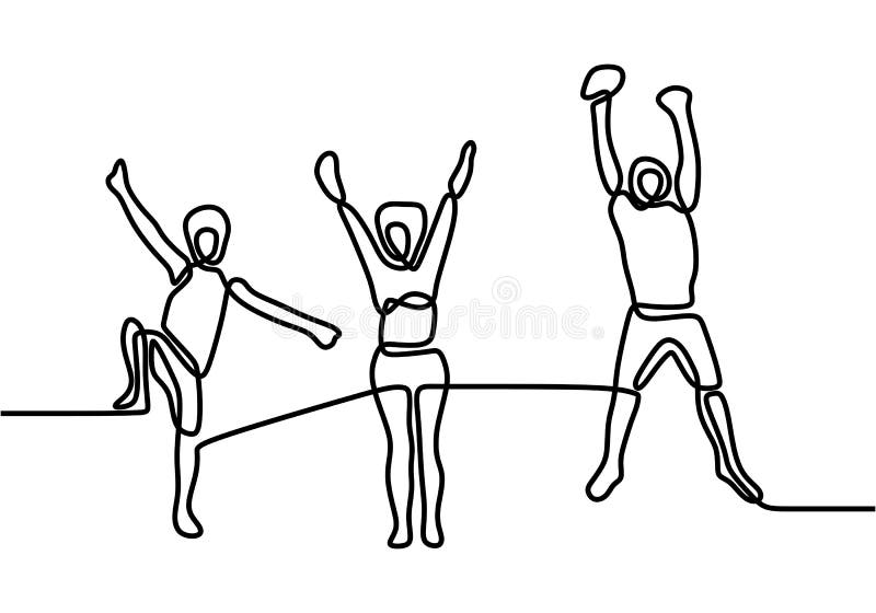 Happy Person Jumping Black And White