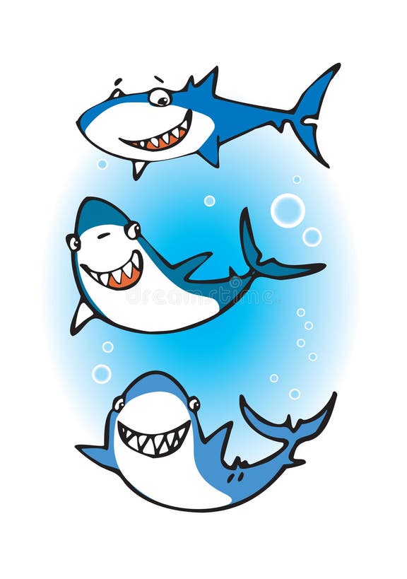 Three happy sharks stock vector. Illustration of shark - 2663905
