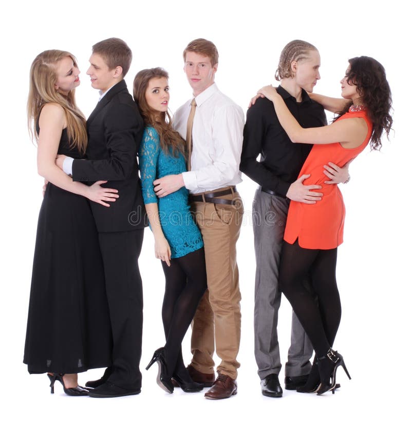 Young Man with Three Girls and Lipstick Kiss-marks Stock Photo - Image ...