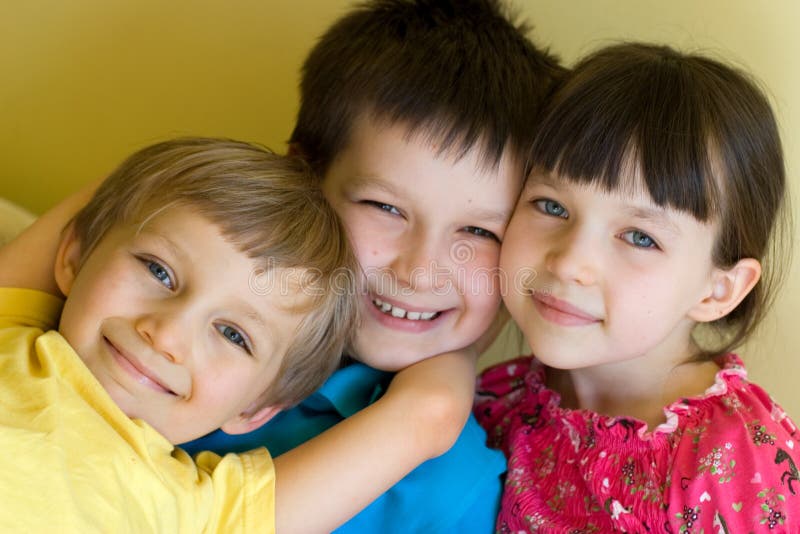 Three Happy Children stock image. Image of cute, bright - 1827299