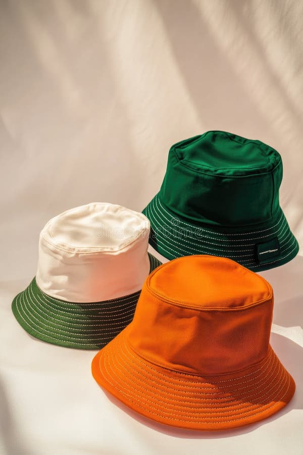 Three Hats Placed Together on a White Surface Stock Image - Image of ...