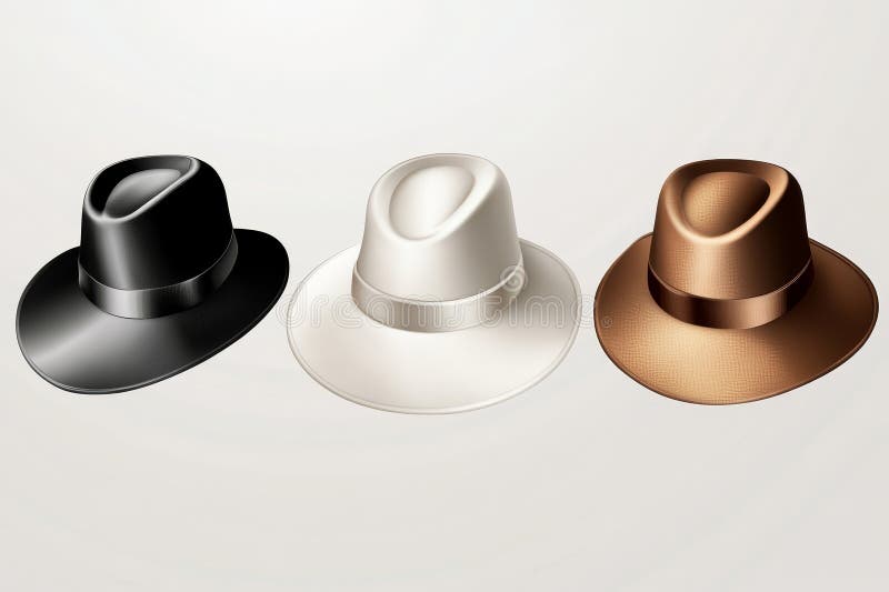 Three Hats are Shown in the Image, with One Being Black, One White ...
