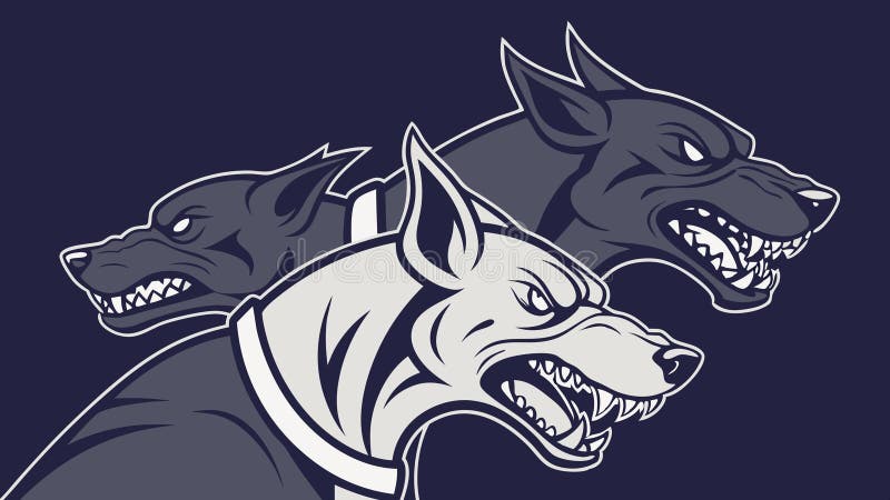 Three Headed Dog, Mythical Creature and Fantasy Animal Vector Design ...