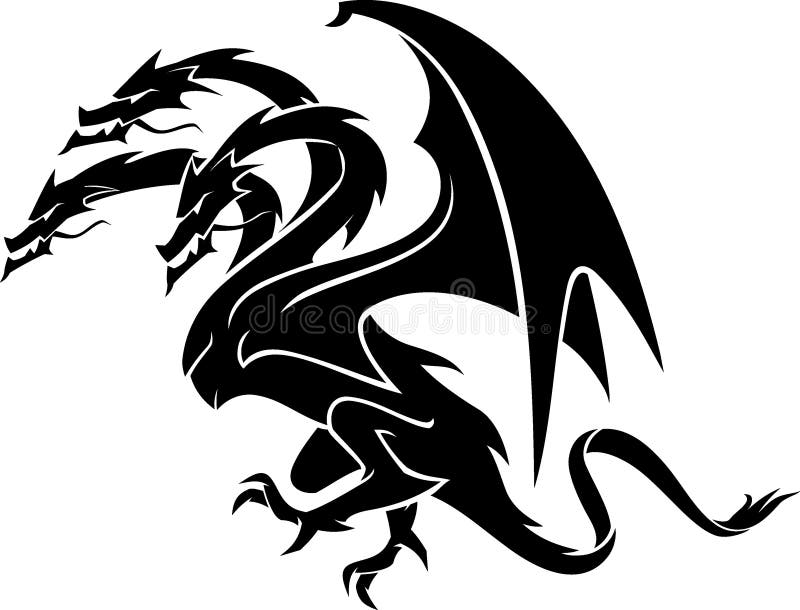 Three Headed Fire Dragon, Side View Stock Illustration - Illustration ...
