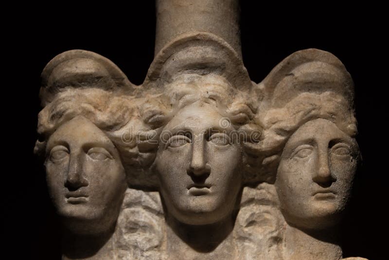 Three Headed Roman Asian Ancient Statue Beautiful Women Stock Photos ...