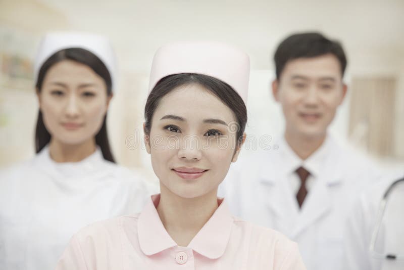 Three Healthcare Workers, Portrait Stock Photo - Image of camera ...