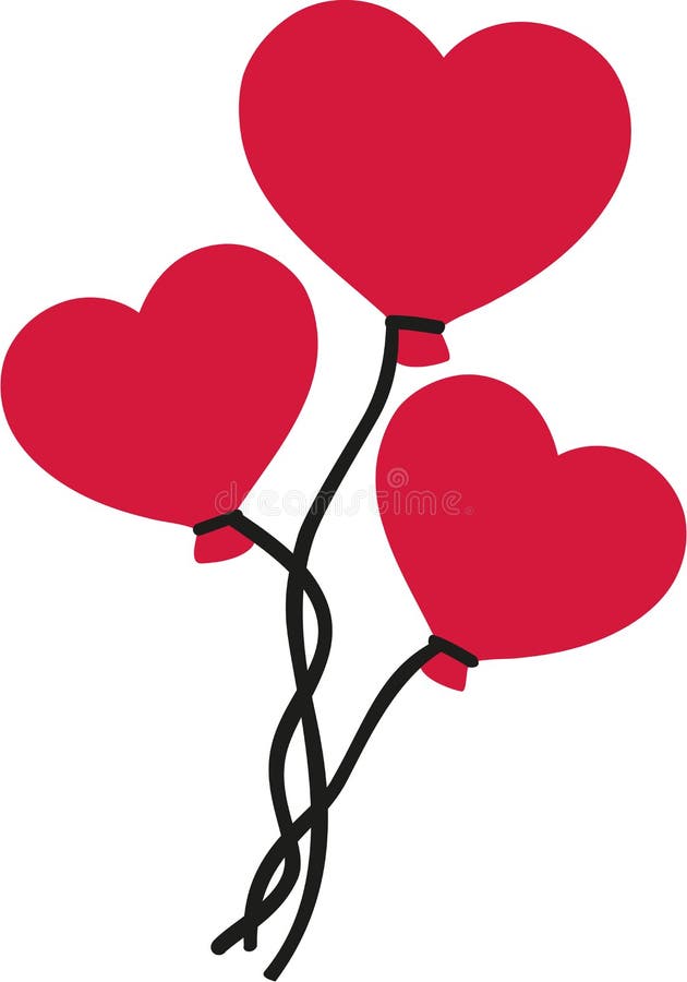 Three Heart balloons stock vector. Illustration of love - 73877686