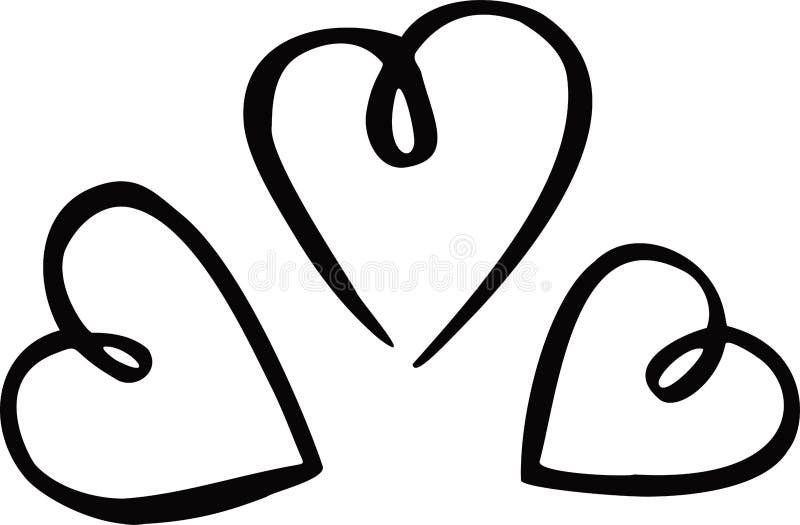 Three Heart Icon, Symbol. Vector and Line Stock Vector - Illustration ...