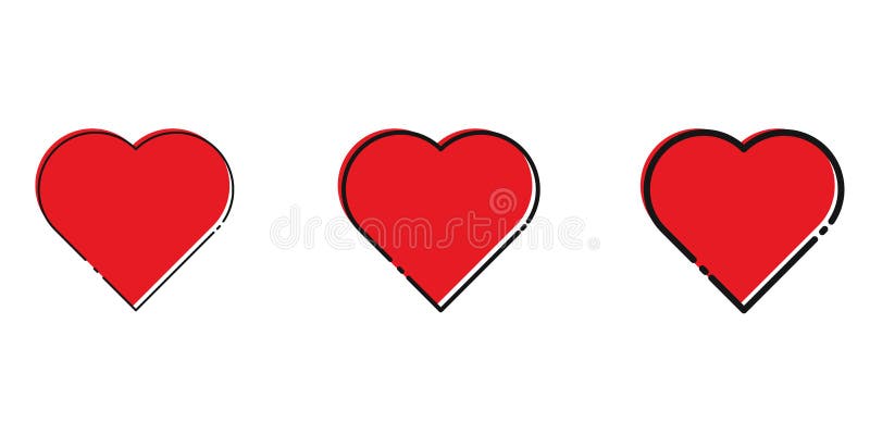 Three Heart Icon, Vector Red Heart Template Symbol Stock Vector ...