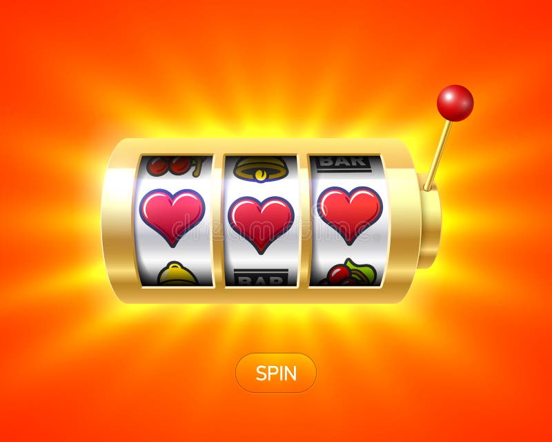 Three Heart Symbols on Gold Slot Machine Stock Vector - Illustration of ...