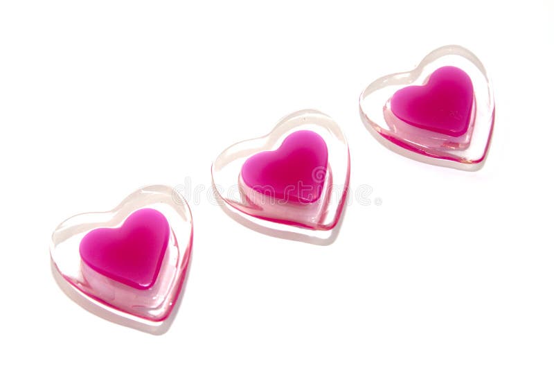The three hearts stock photo. Image of love, three, pink - 12604392