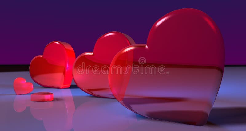 Three hearts stock illustration. Illustration of rendering - 7933067