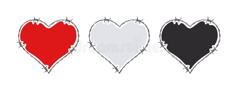 Three Hearts in Barbed Wire. Razor Wire Hearts Stock Illustration ...