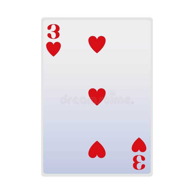Three of Hearts Card Icon, Flat Design Stock Vector - Illustration of ...