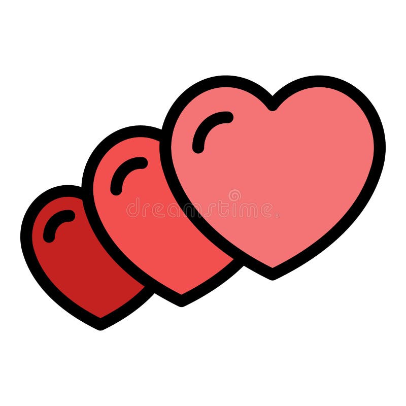 Three Hearts Icon Color Outline Vector Stock Vector - Illustration of ...