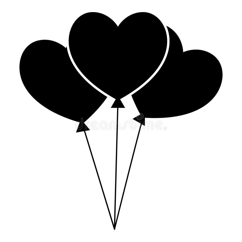 Three Hearts Icon, Simple Style Stock Vector - Illustration of romantic ...