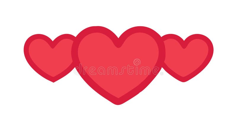Three Hearts Icon, Symbolizes Love, Rating or Preference, Vector Design ...