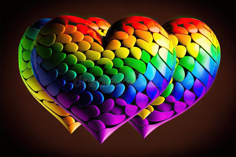 Three Hearts in Rainbow Colors. LGBTQ Symbol Stock Illustration ...