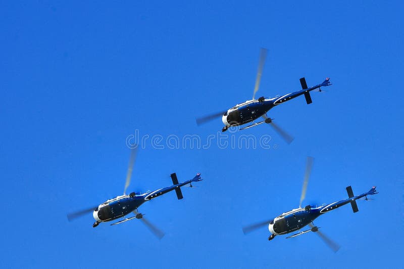 Three Helicopters in the Blue Sky Stock Image - Image of may9, russia ...