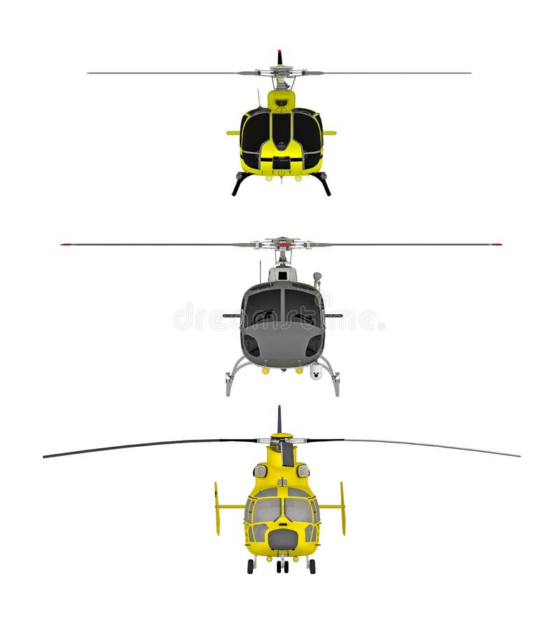 Three Helicopters Front View Isolated on White Stock Illustration ...