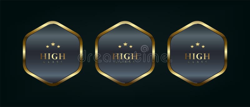 Three Hexagons with Gold Rim Stock Vector - Illustration of choice ...